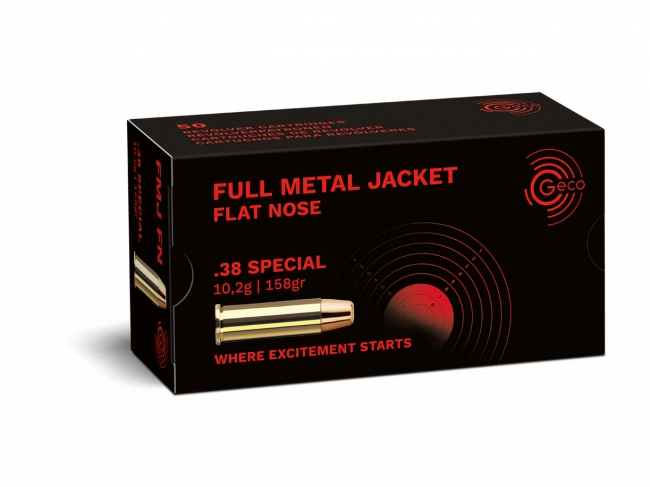 GECO - .38 Special Ammunition 158 Grain - GECO FULL METAL JACKET FLAT ...